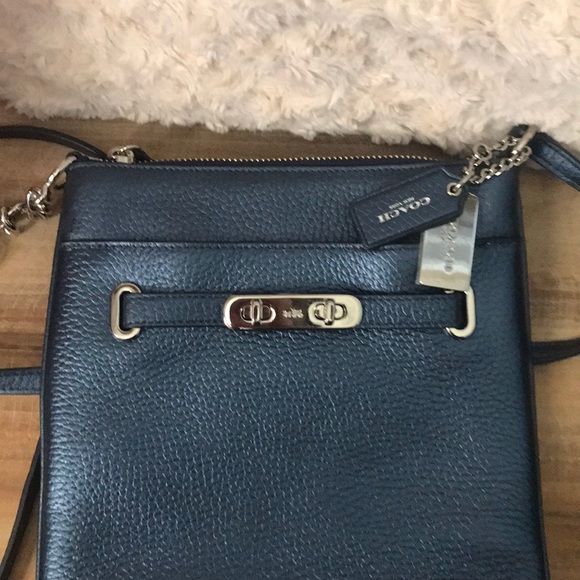 Coach | Bags | Coach Swagger Metallic Blue Swing Crossbody | Poshmark